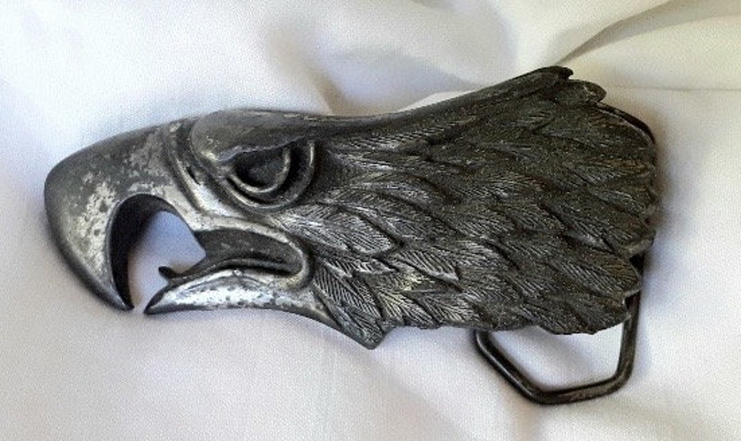 Vintage Early Eighties Eagle Head Profile Belt Buckle by Indiana Metal ...