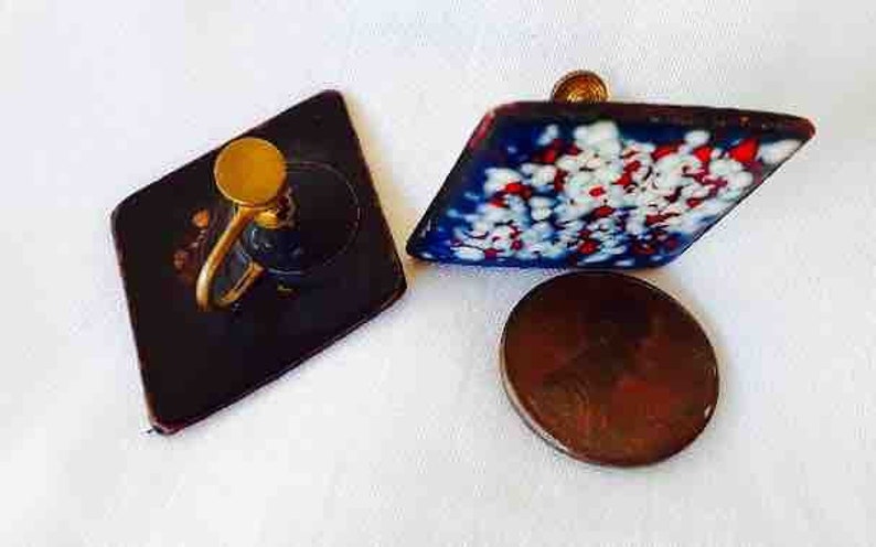 Vintage Fifties Copper & Enamel Diamond Shaped Screw-back | Etsy