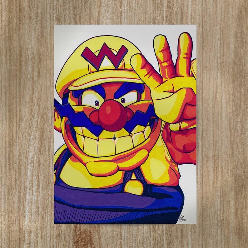 Print / wario / Super Mario / Warioware / A4 and A3 - Etsy