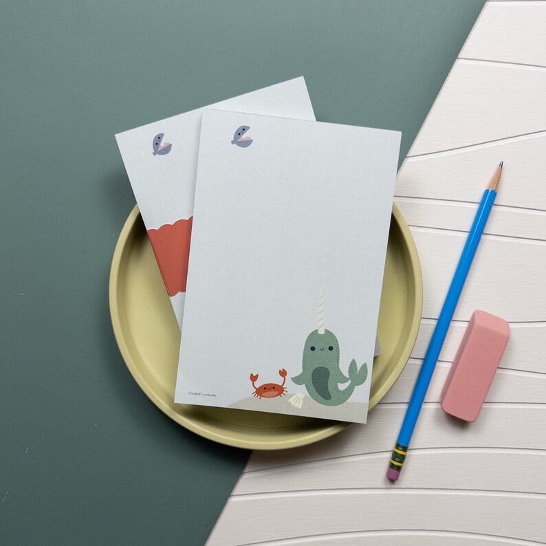 Nautical Notepad Featuring an Adorable Narwhale, Crab, and Clam: 50 ...