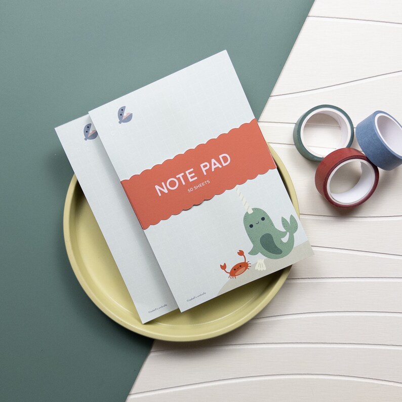Nautical Notepad Featuring an Adorable Narwhale, Crab, and Clam: 50 ...