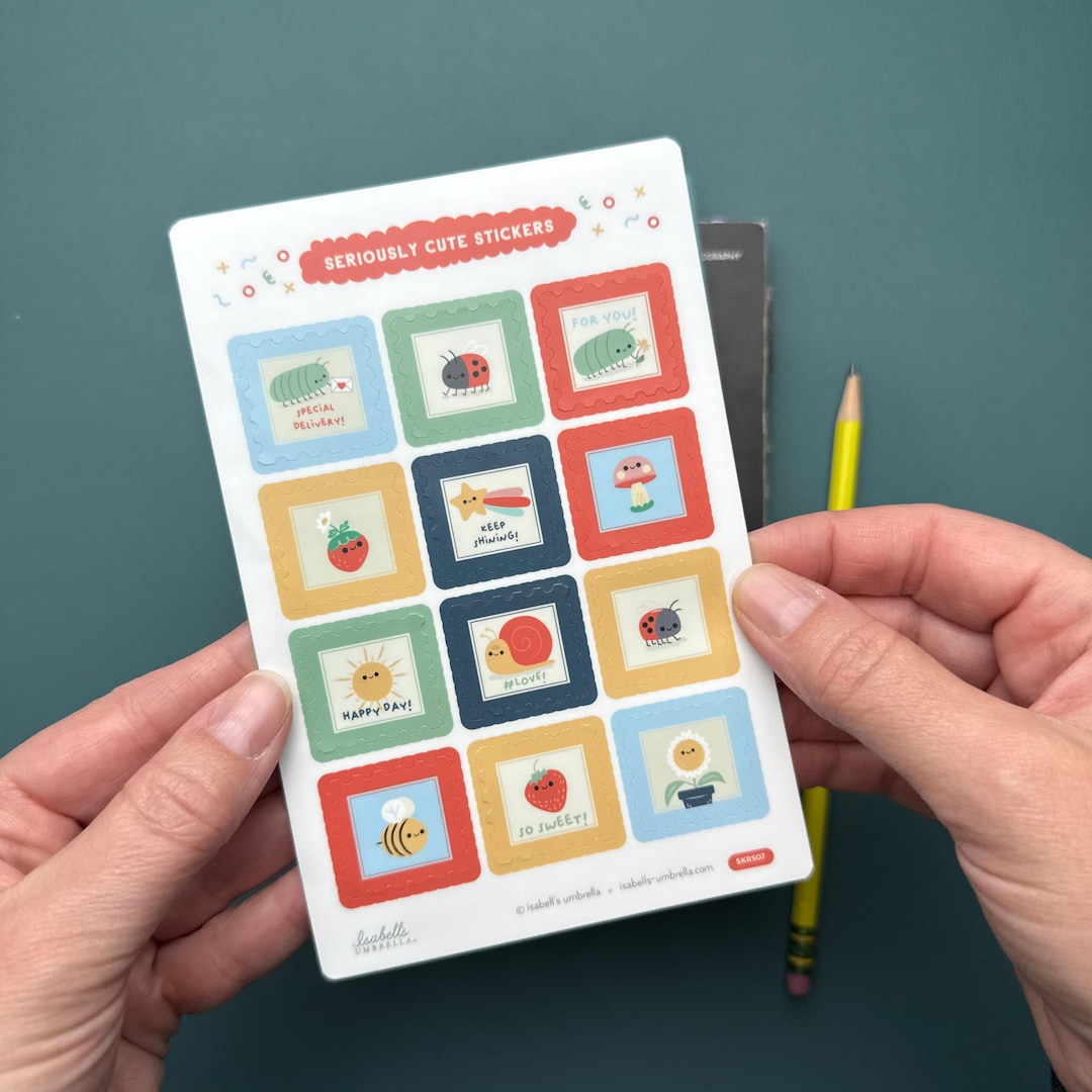 Postage Stamp Themed Sticker Set: Set of 12 Seriously Cute Illustrated ...