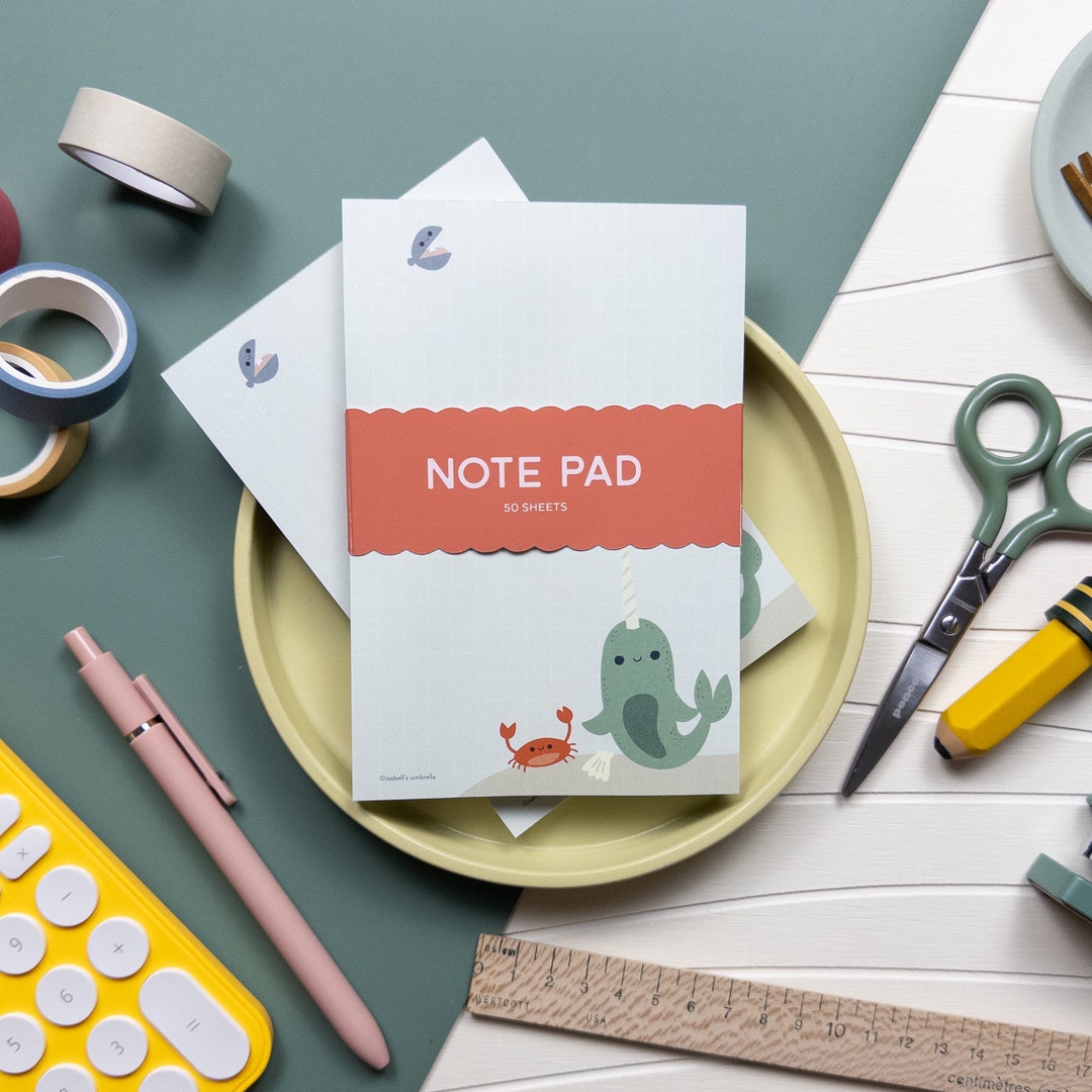 Nautical Notepad Featuring an Adorable Narwhale, Crab, and Clam: 50 ...