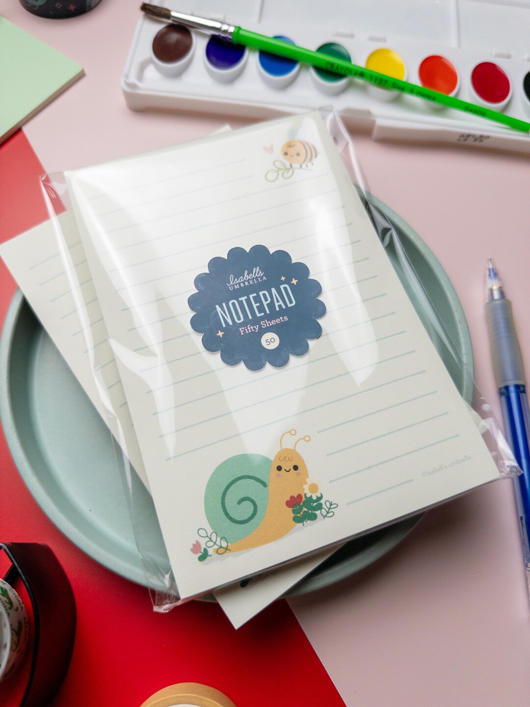 Cute Snail and Bee Notepad | Kawaii Stationery, Lined Memo Pad, 50 ...