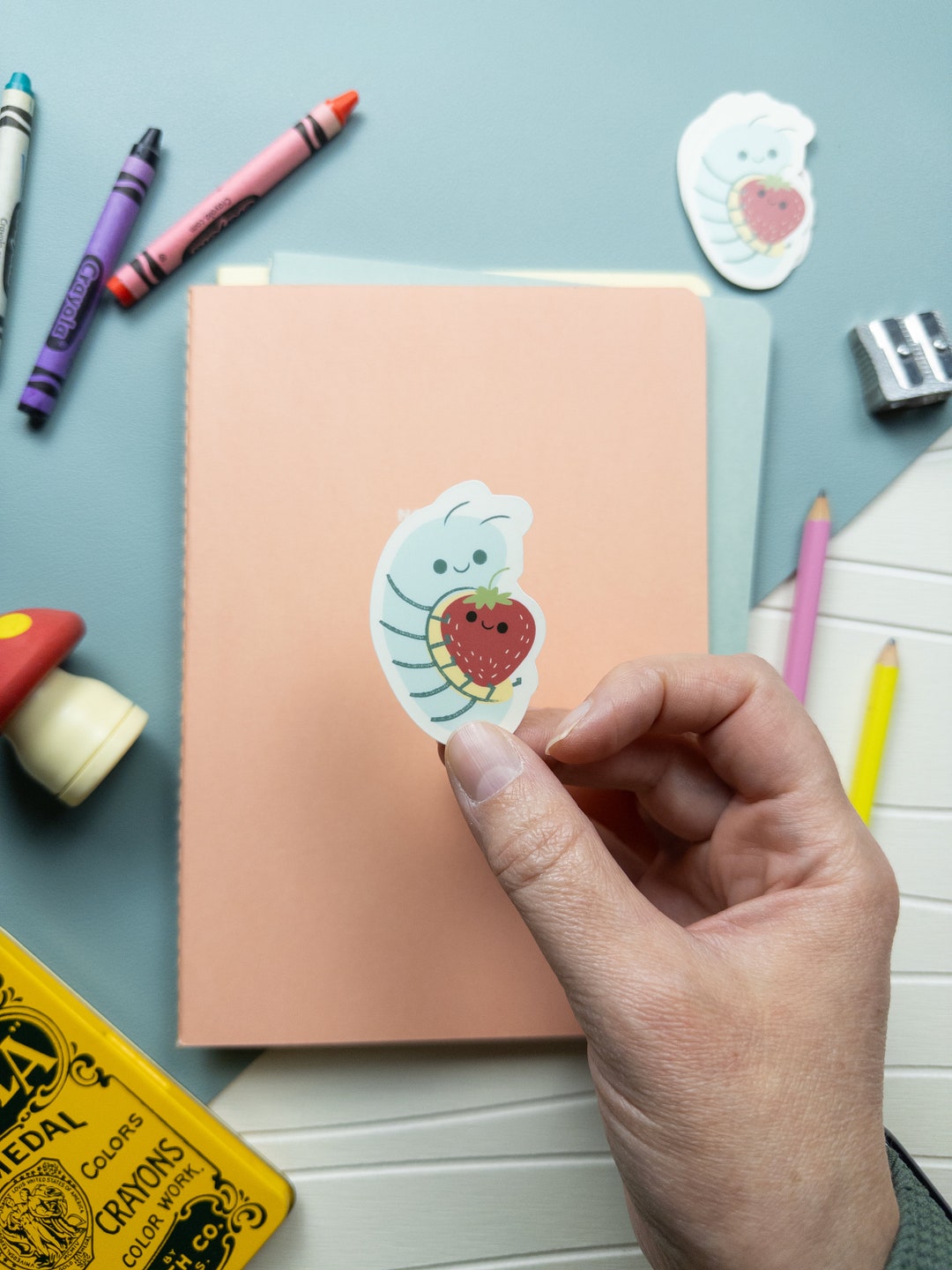 Illustrated Roly Poly With His Strawberry Friend Vinyl Sticker ...