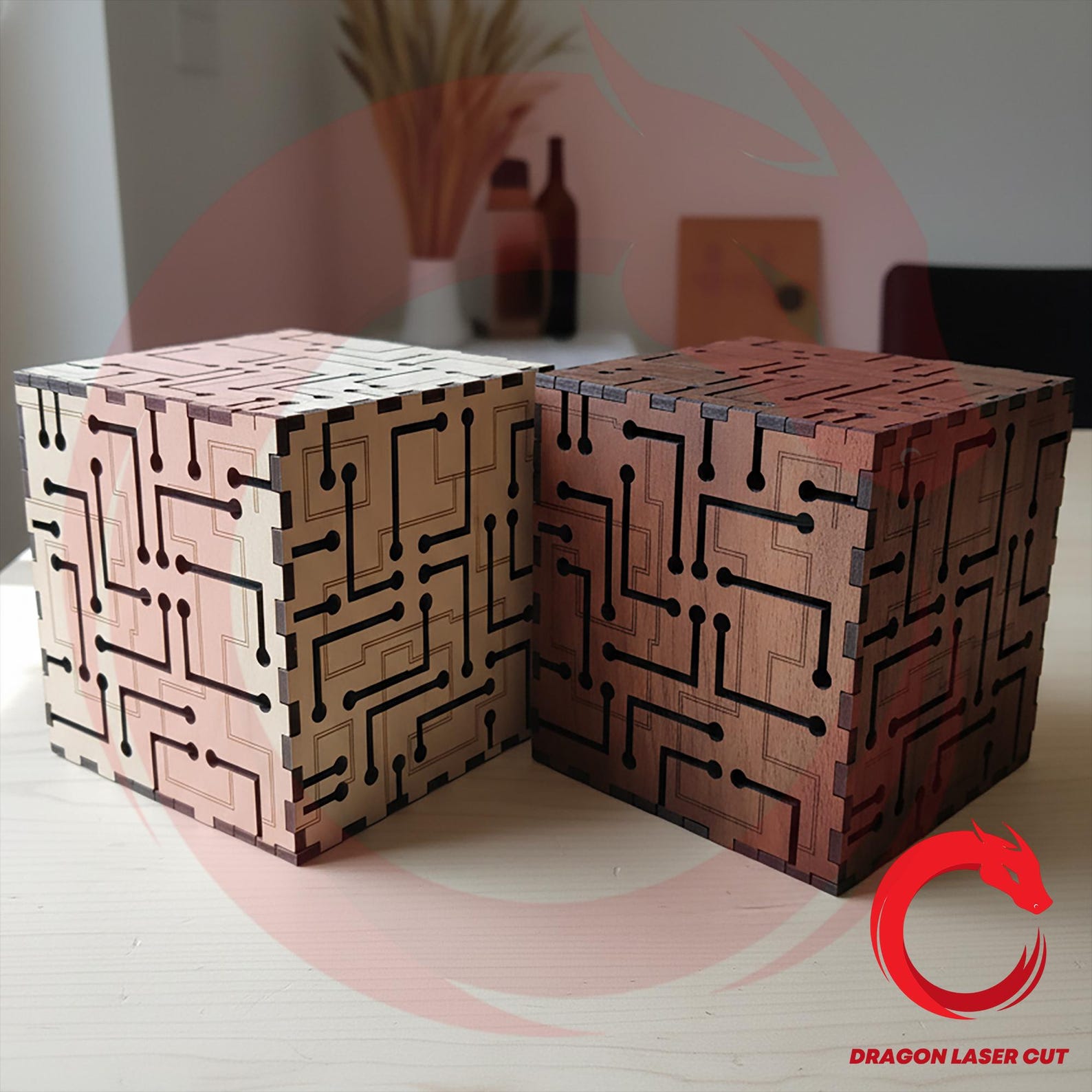 Laser Cut Cube Lamp 3D Puzzle Box SVG Bundle Glowforge Wood Files ...