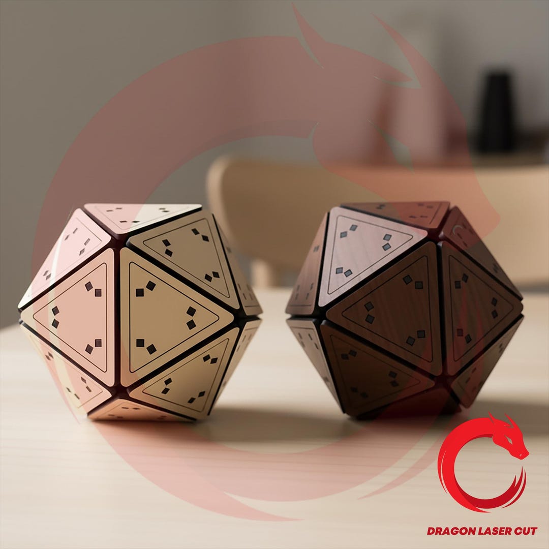 Laser Cut Icosahedron 3D Puzzle SVG Glowforge Wood Cube Toy Files ...