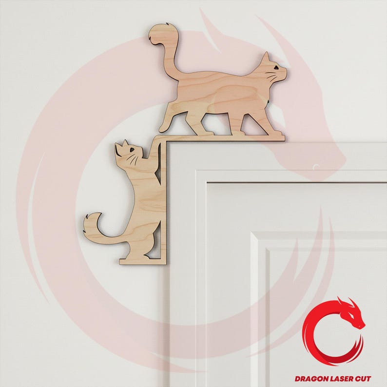 Laser Cut Cat Trim Corner for Door SVG Bundle Glowforge Wood Drawer Svg ...