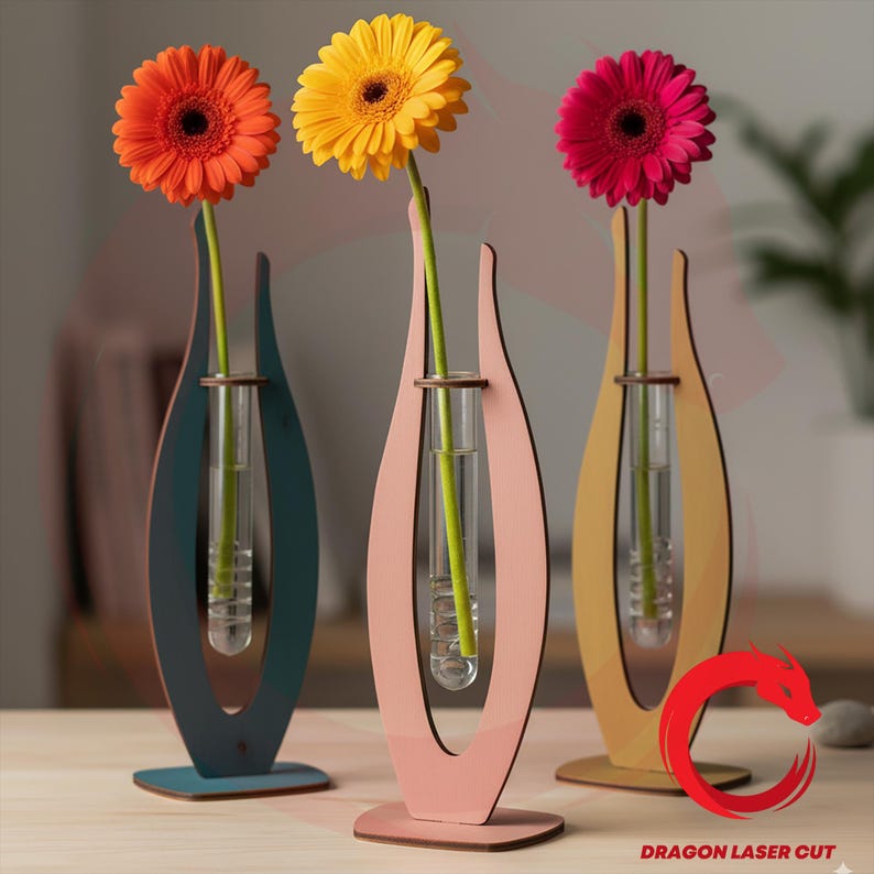 Laser Cut Modern Flower Vase Flask Stand SVG Bundle Glowforge Wood ...