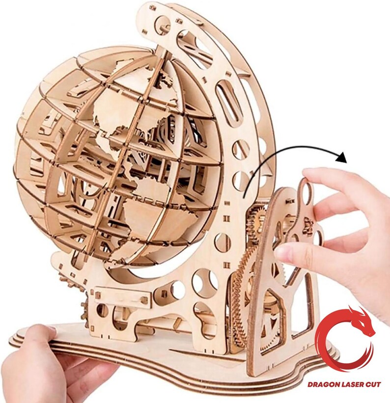 Laser Cut Globe 3mm Mechanical Puzzle 3d SVG Bundle Glowforge Wood ...