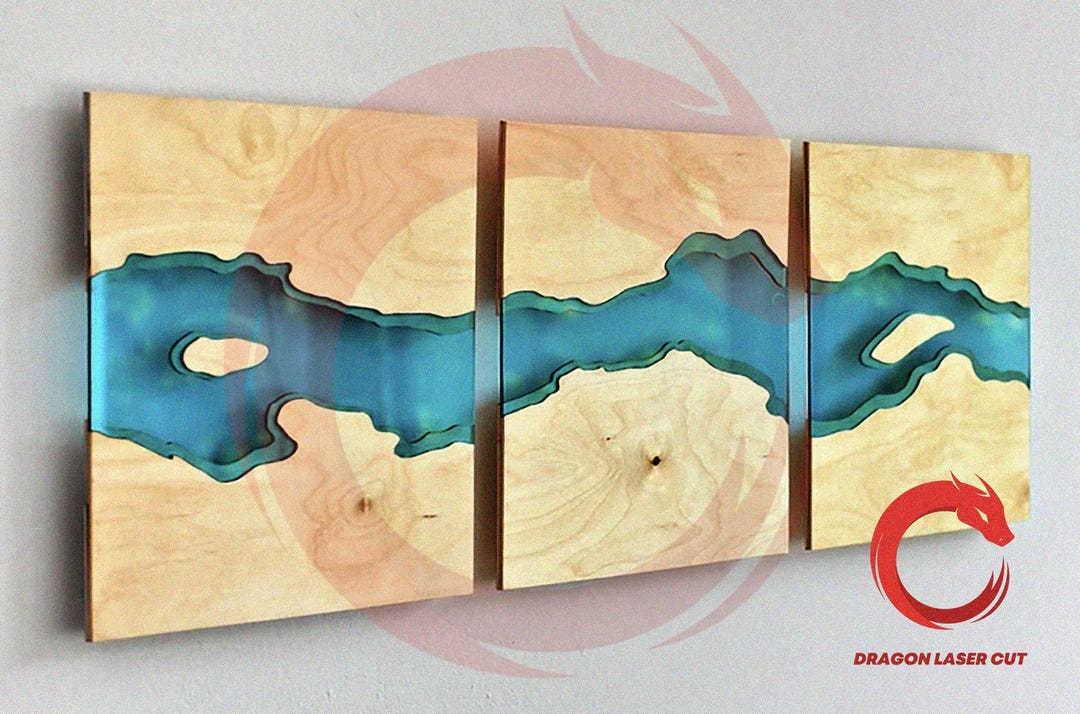 Laser Cut River Wall Art Wood and Acrylic SVG Bundle Glowforge Wood ...