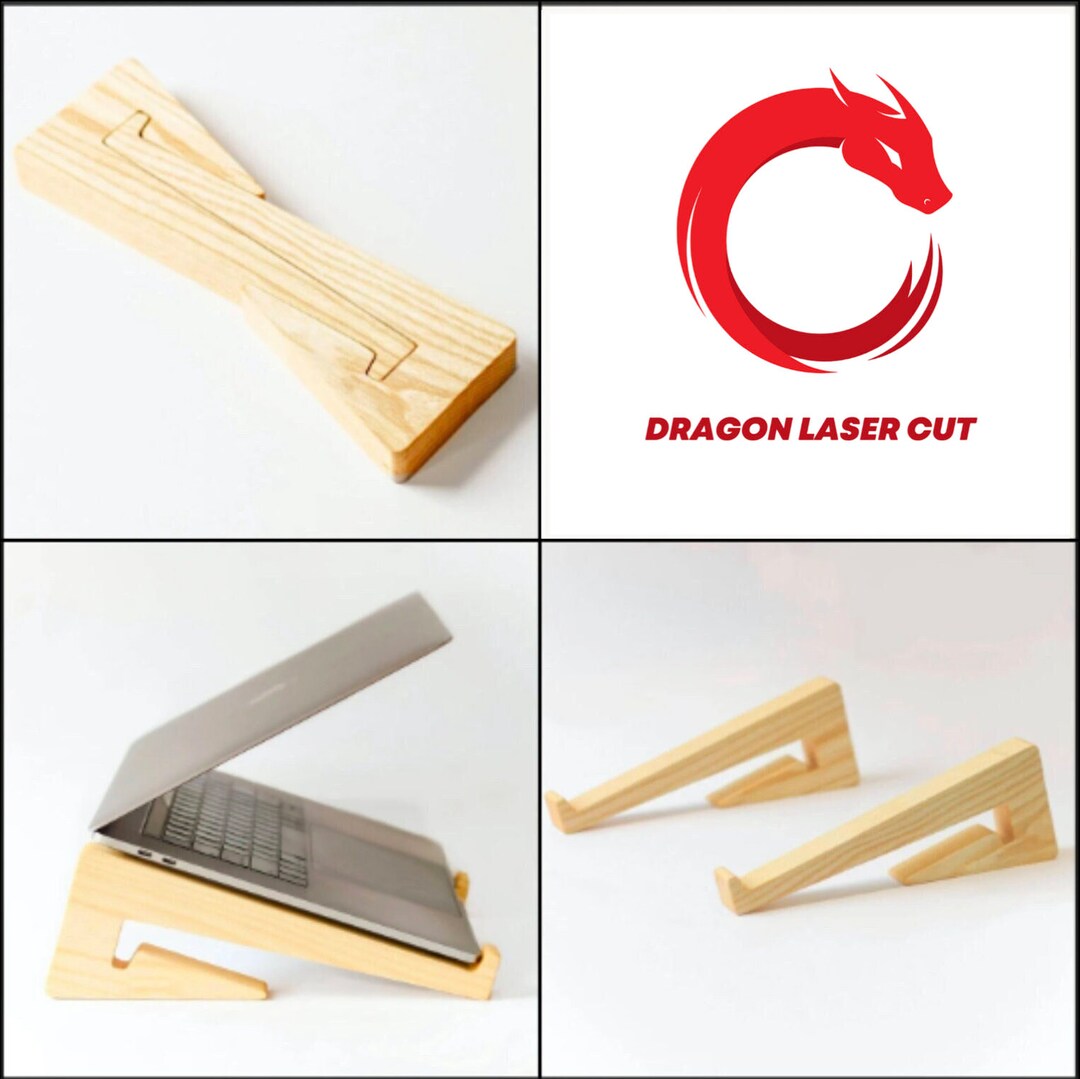Laser Cut Laptop Stand Holder SVG Bundle Glowforge Wood MacBook Stand DXF Files Vector Laser ...