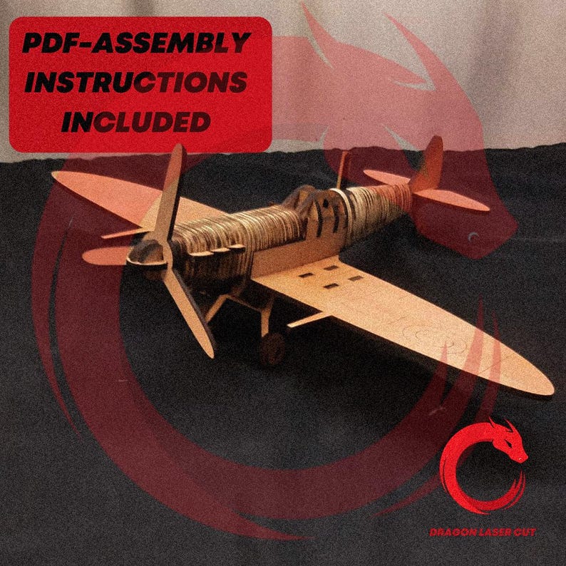 Laser Cut Avion Spitfire Toy SVG Bundle Wood Avion Spitfire Svg Files ...