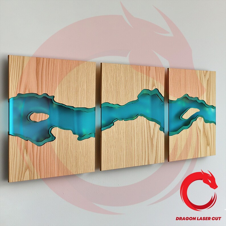 Laser Cut River Wall Art Wood and Acrylic SVG Glowforge Wood Files ...
