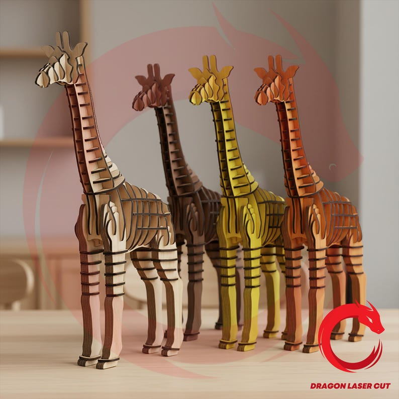 Laser Cut Giraffe Animal 3mm 3d Puzzle SVG Bundle Glowforge Wooden Toy ...