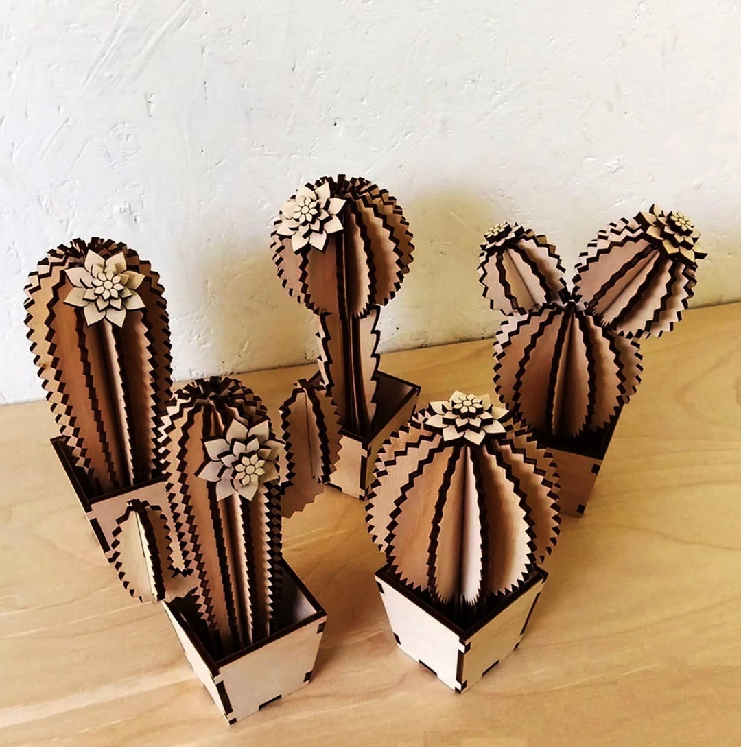 Laser Cut Cactus 3d SVG Bundle Glowforge Wood Cacti Svg Files Vector ...