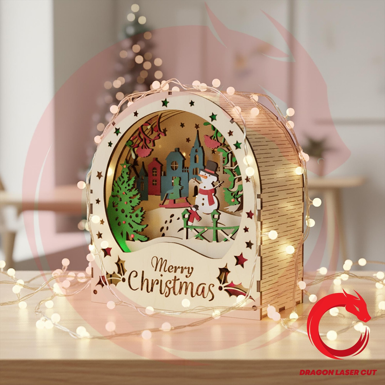 Laser Cut Christmas Light Box 3 and 4 Mm 3d Puzzle SVG Bundle Glowforge ...
