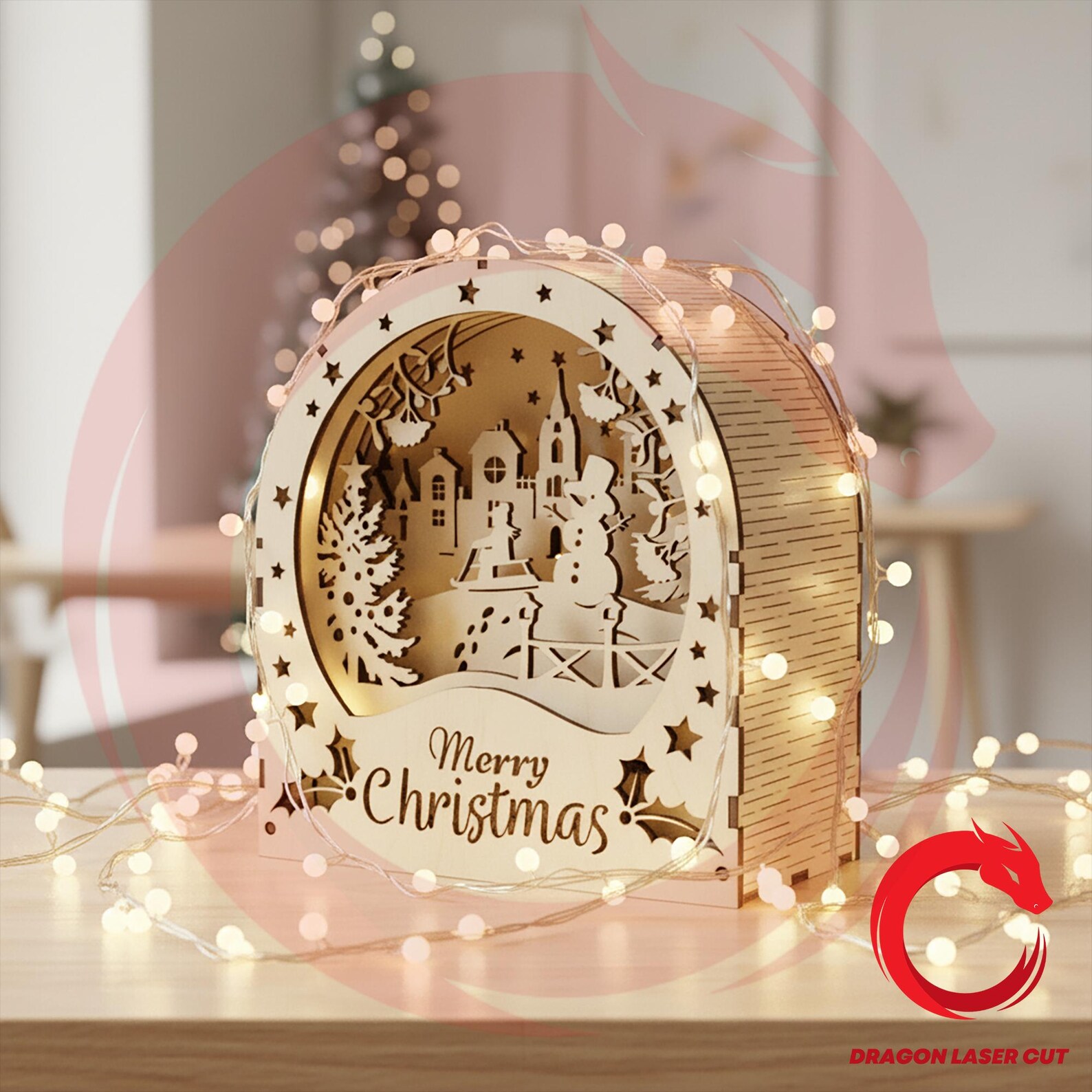 Laser Cut Christmas Light Box 3 and 4 Mm 3d Puzzle SVG Bundle Glowforge ...