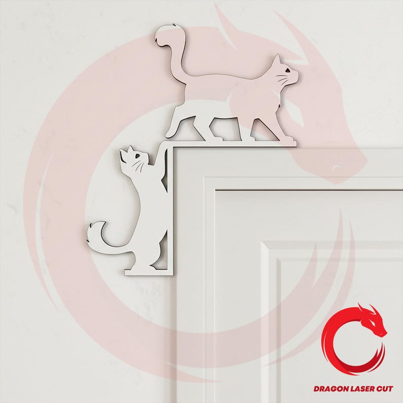 Laser Cut Cat Trim Corner for Door SVG Bundle Glowforge Wood Drawer Svg ...
