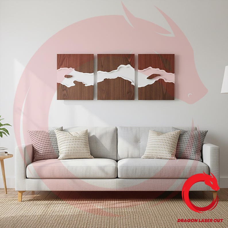 Laser Cut River Wall Art Wood and Acrylic SVG Glowforge Wood Files ...