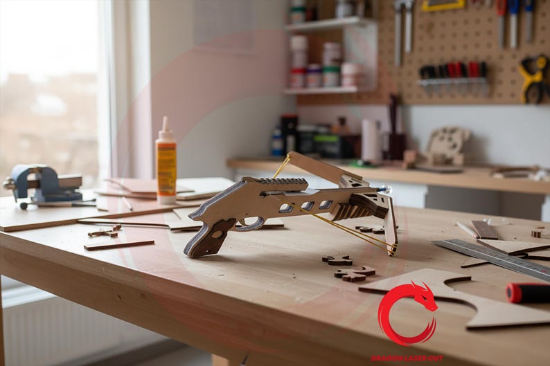 Laser Cut Crossbow Mechanical Model 4 and 6mm SVG Glowforge Wood Toy ...