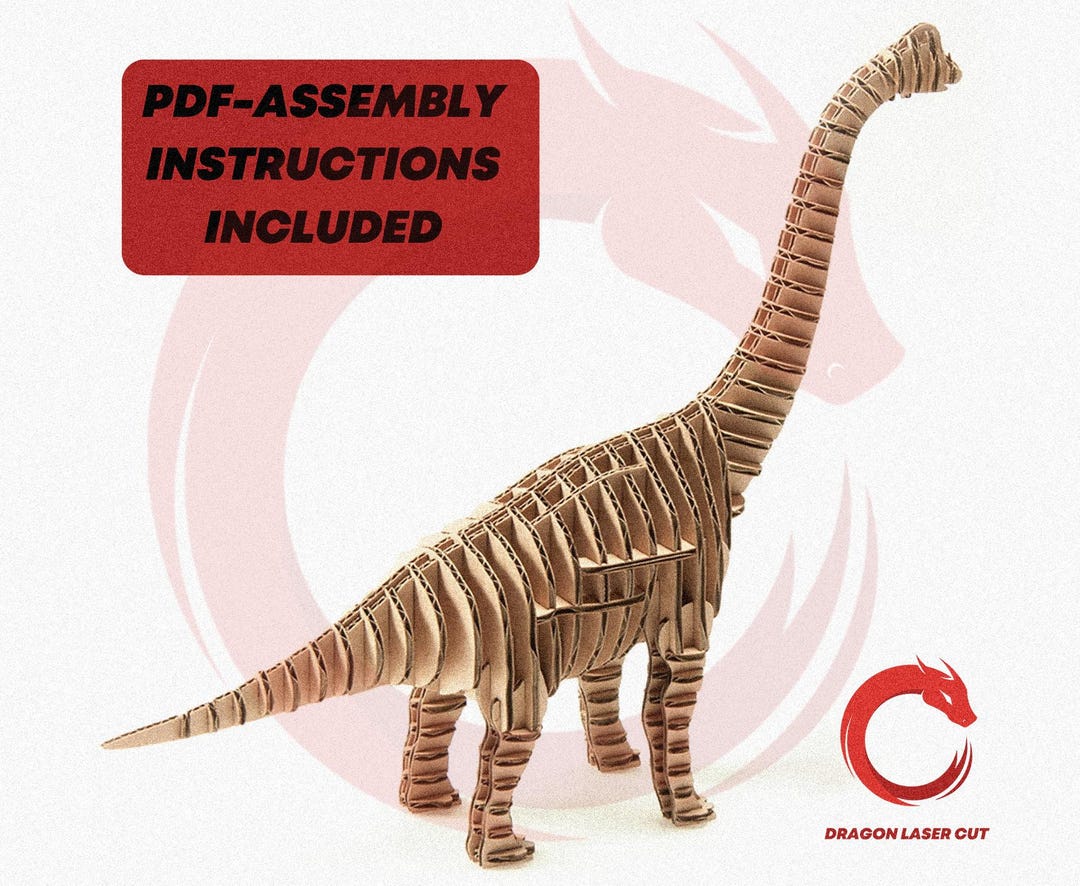 Laser Cut Dinosaur Brachiosaurus 3mm 3d Puzzle SVG Bundle Glowforge ...