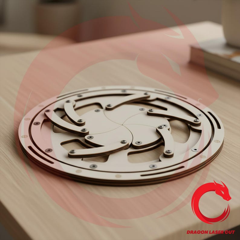 Laser Cut File Svg Template Mechanical Wooden Iris Puzzle 3 Mm Assembly ...