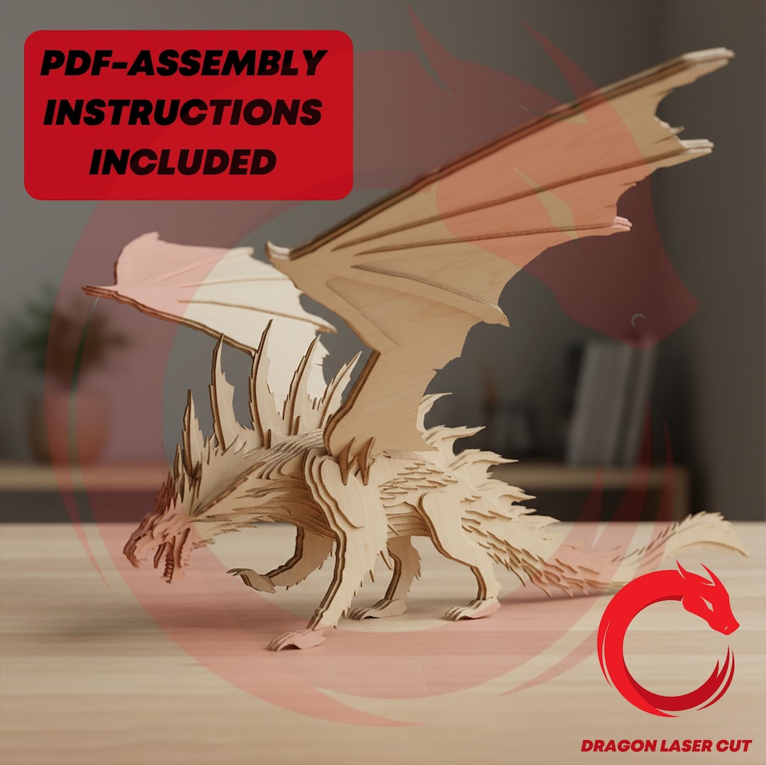 Laser Cut Files Dragon 3d Puzzle SVG Glowforge Wood Svg File Vector ...