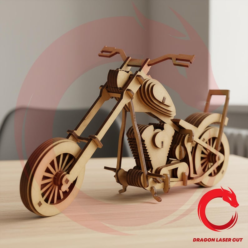 Laser Cut Mechanical Motorcycle SVG Bundle Glowforge Wood Motobike ...