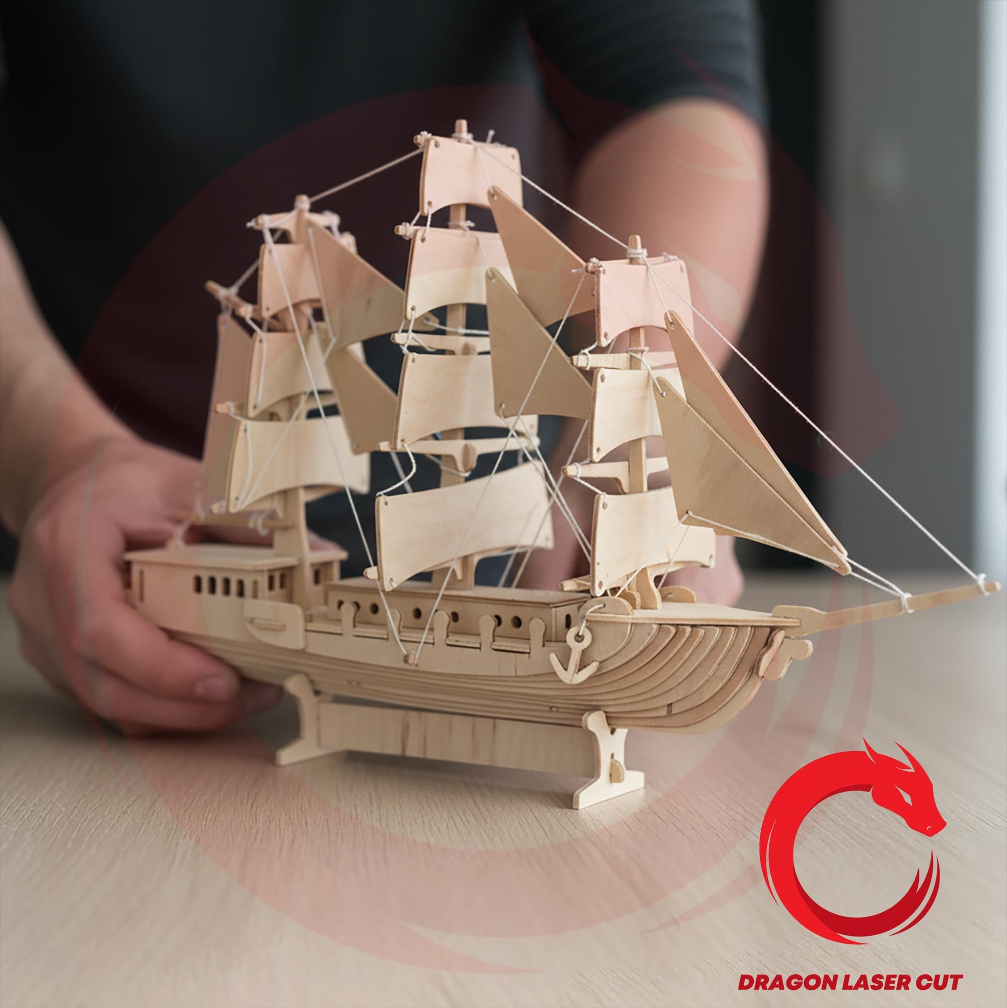 Laser Cut Files Wooden Sailboat Model Ship 3mm 3d Puzzle Svg File ...