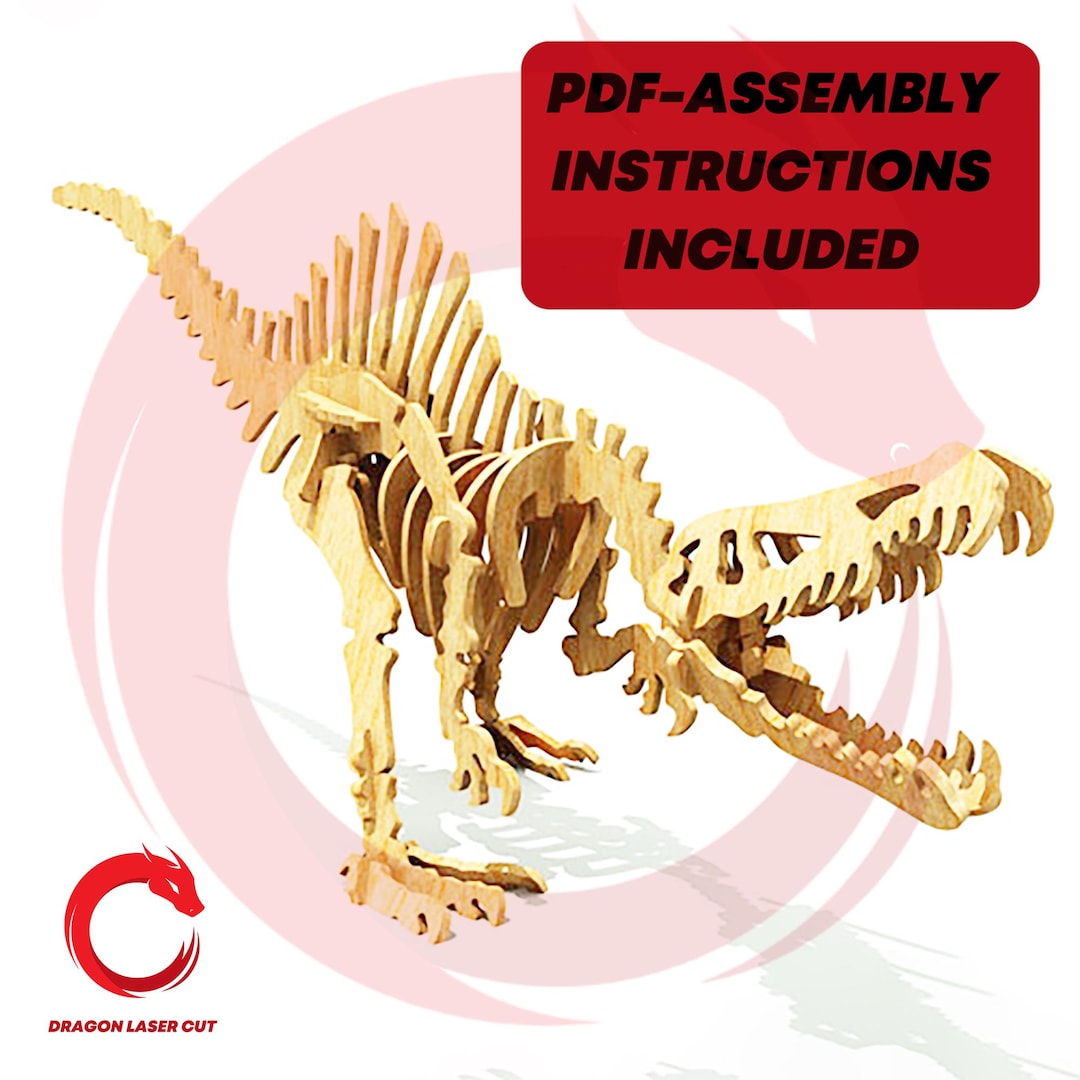 Laser Cut Dinosaur Skeleton 3d Puzzle SVG Bundle Glowforge Wood ...