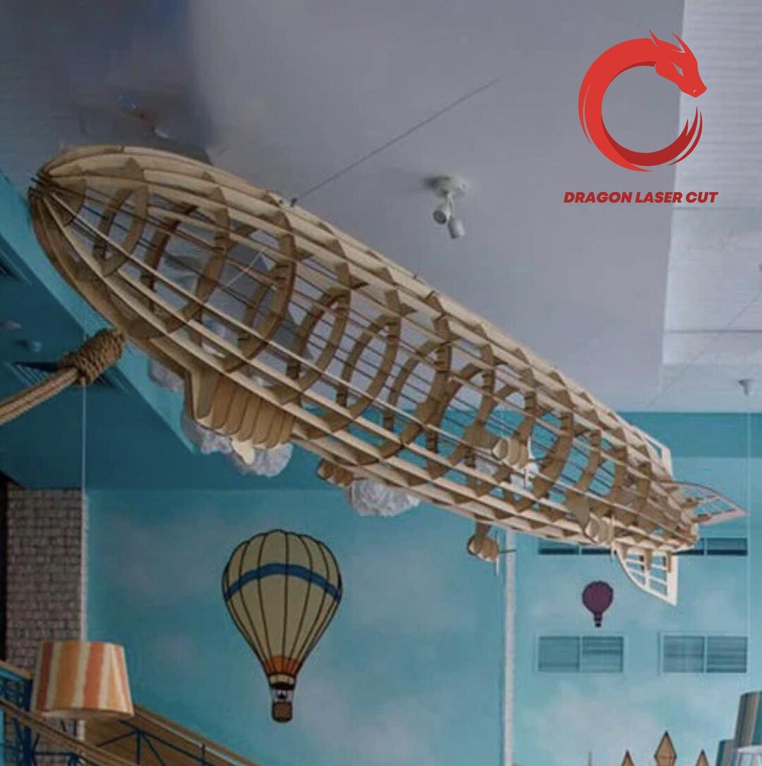 Laser Cut Airship 3d Toy SVG Bundle Wood Airship Svg Files Vector Laser Template Puzzle Laser ...