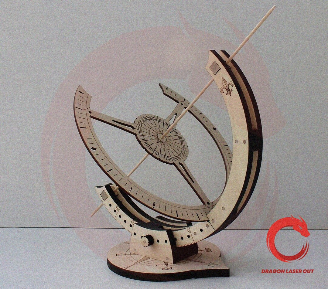 Laser Cut Mechanical Sundial 3D Model SVG Bundle Glowforge Wood Sundial ...