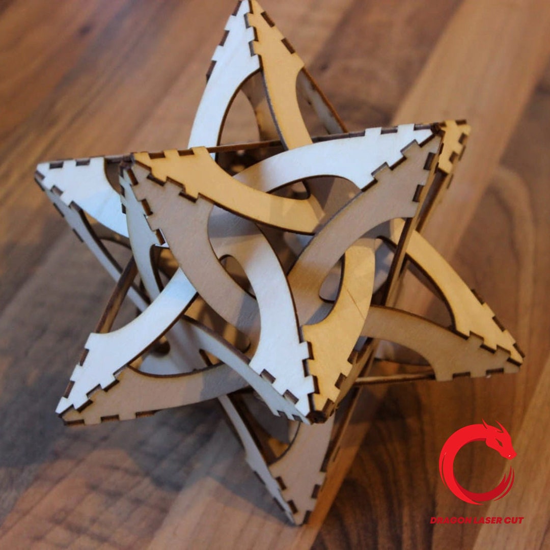 Laser Cut Svg Template Stellated Icosahedron Assembly 3D Modelpuzzle ...