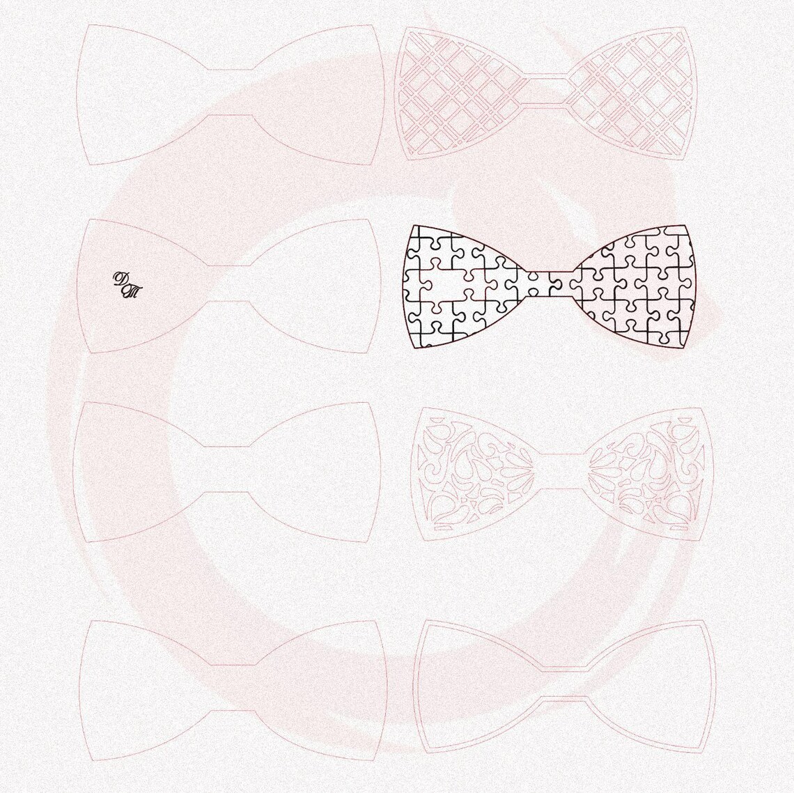 Laser Cut 4 Bowties Glowforge Wood Bowtie Svg Files Vector Template DXF ...