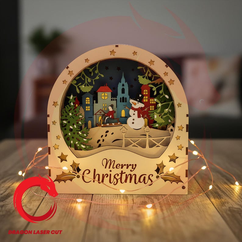 Laser Cut Christmas Light Box 3 and 4 Mm 3d Puzzle SVG Bundle Glowforge ...