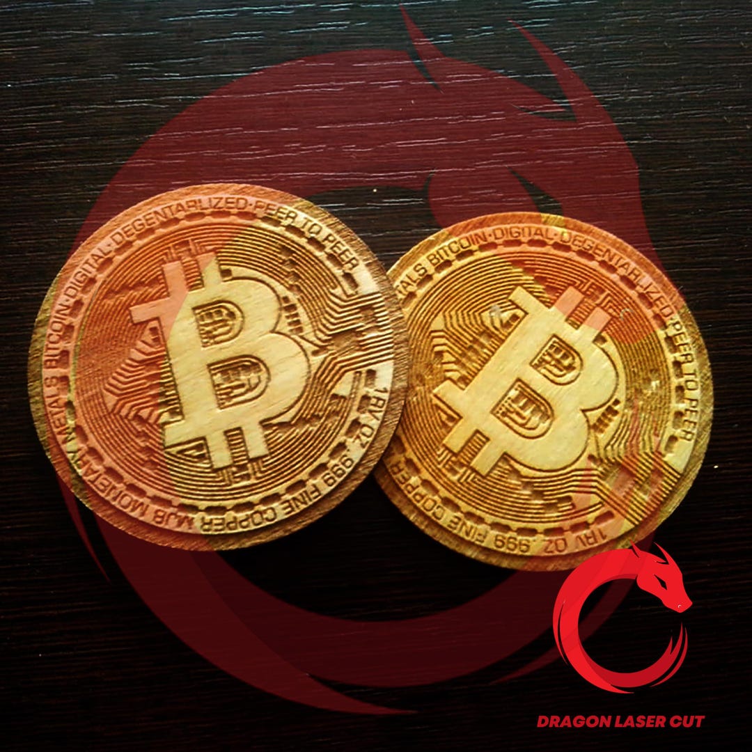 Laser Cut Files Bitcoin Symbol 3d Toy Crypto Coin SVG Bundle Glowforge ...