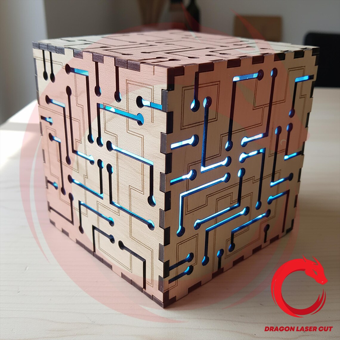 Laser Cut Cube Lamp 3D Puzzle Box SVG Bundle Glowforge Wood Files ...