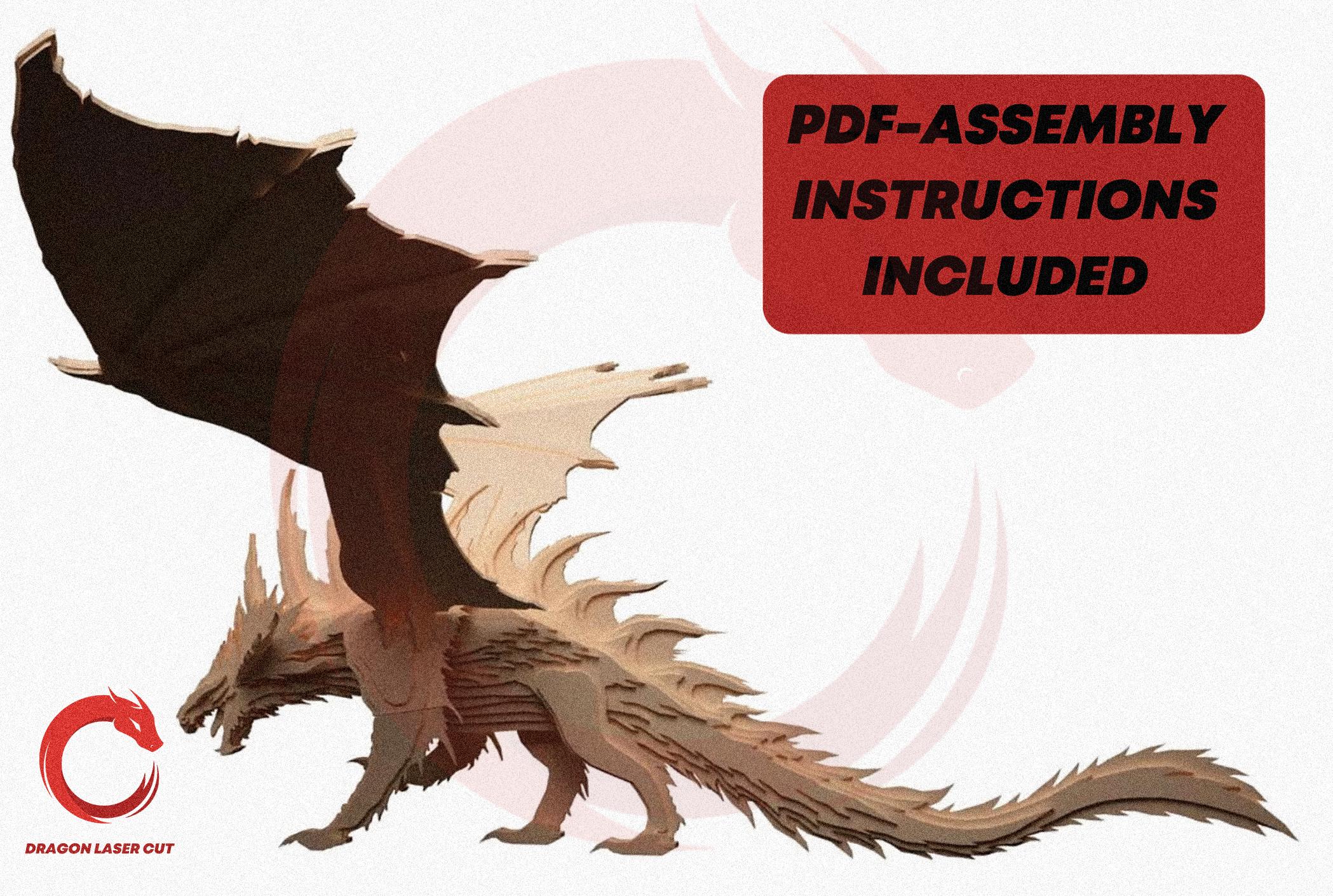 Laser Cut Dragon 3d Puzzle SVG Bundle Glowforge Wood Svg Files Vector ...