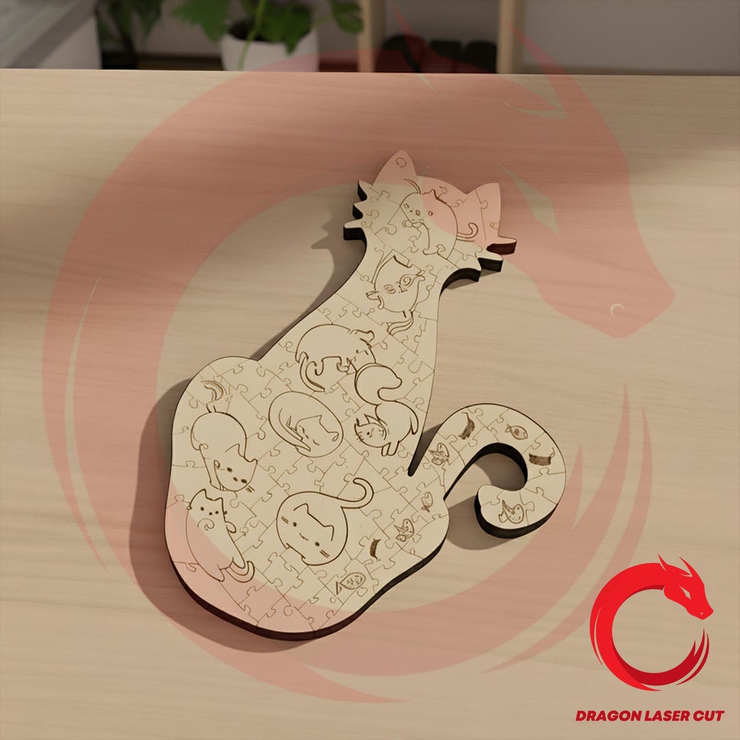 Laser Cut Cats Wooden Kids Puzzle SVG Bundle Glowforge CO2 Cutting ...