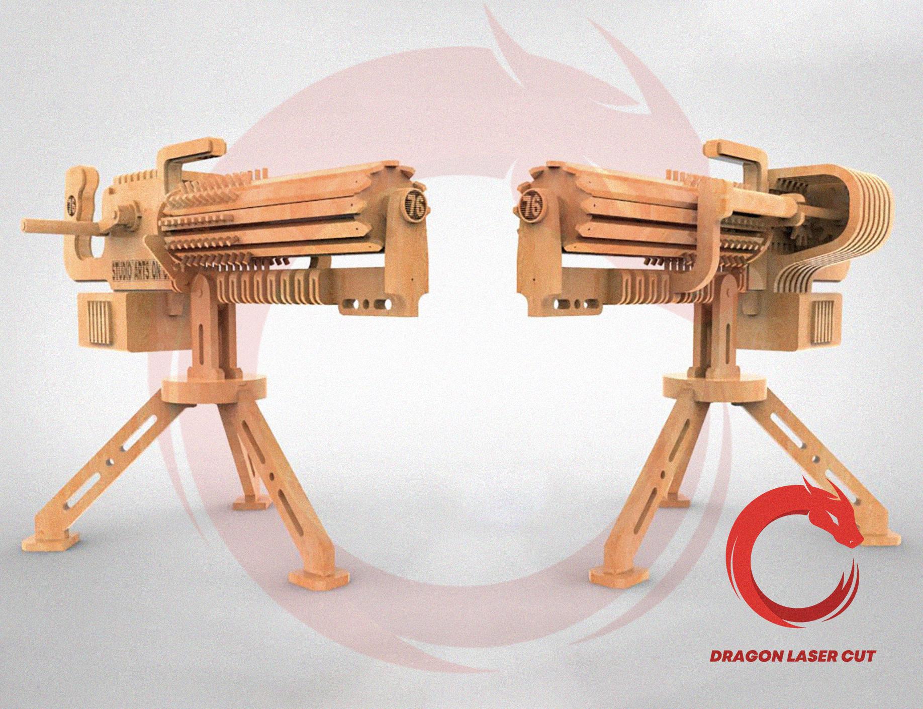 Laser Cut Machinegun Layout SVG Bundle Glowforge Wood Machinegun Svg ...