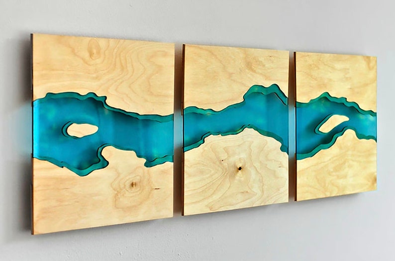 Laser Cut River Wall Art Wood and Acrylic SVG Bundle Glowforge Wood ...
