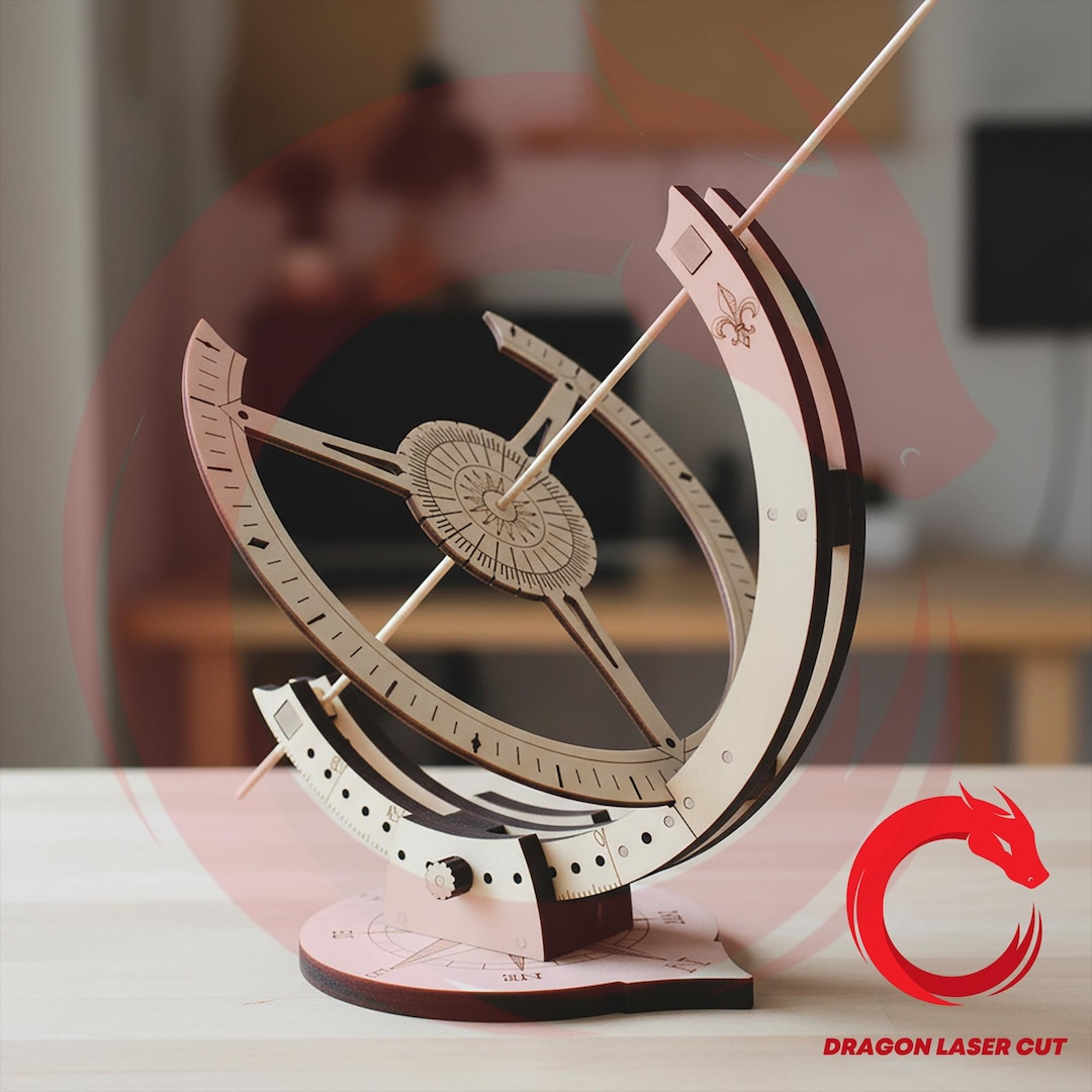Laser Cut Mechanical Sundial 3D Model SVG Glowforge Wood Sundial Files ...
