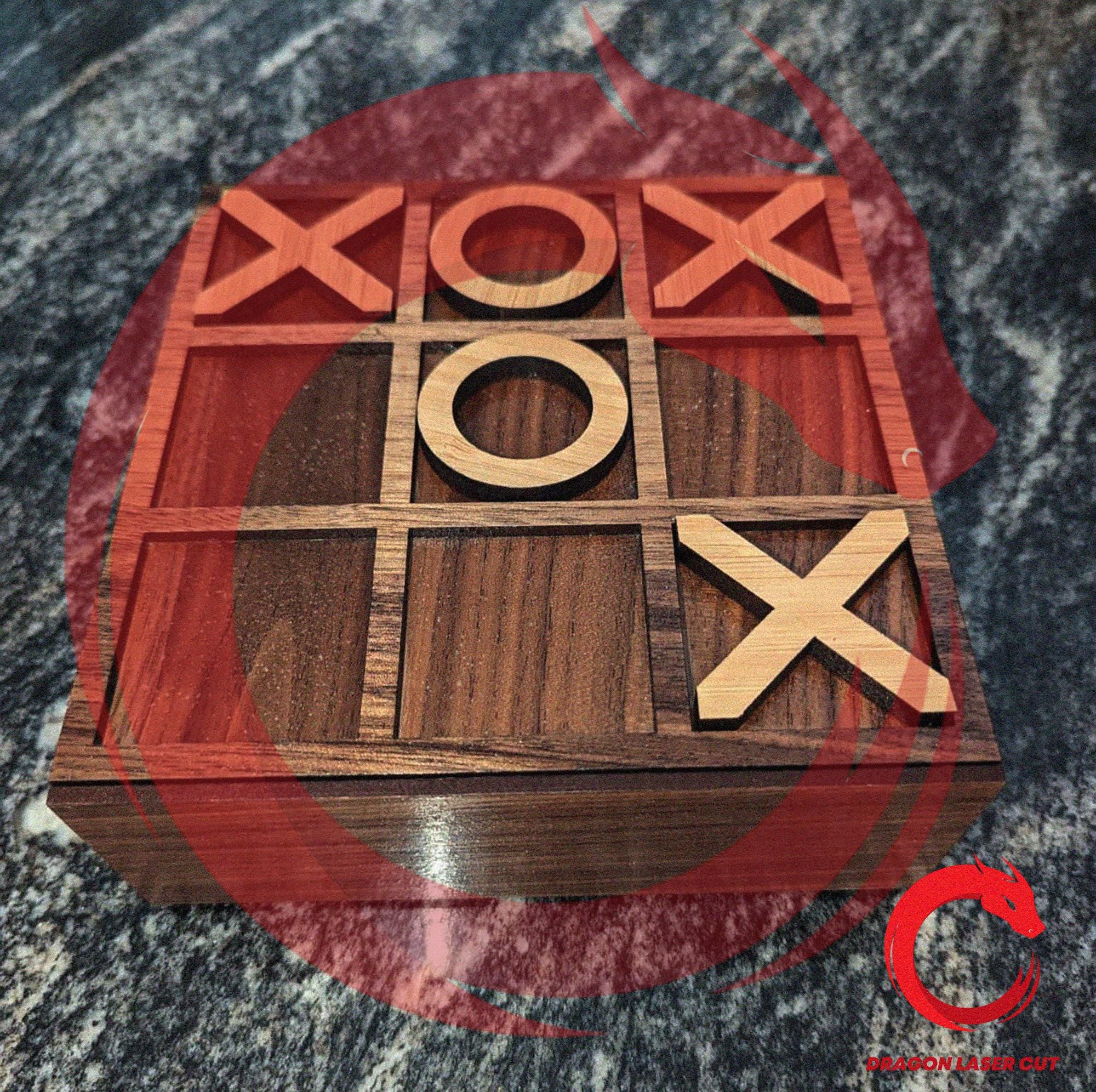Laser Cut Svg Template Simple Tic-tac-toe Box 3D Model Wood Tic-tac-toe Box Toys SVG Bundle ...