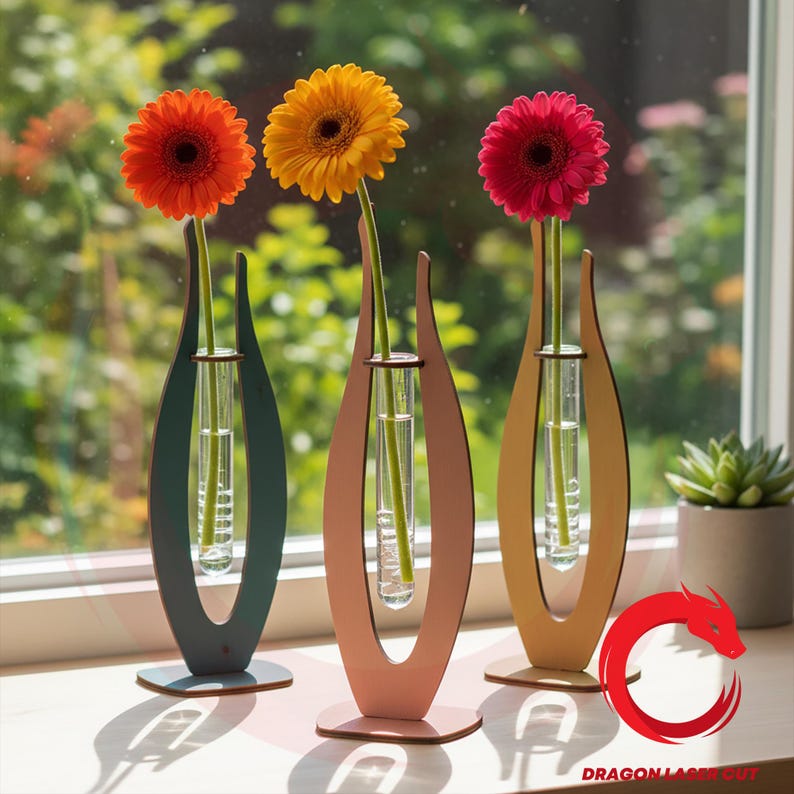 Laser Cut Modern Flower Vase Flask Stand SVG Bundle Glowforge Wood ...