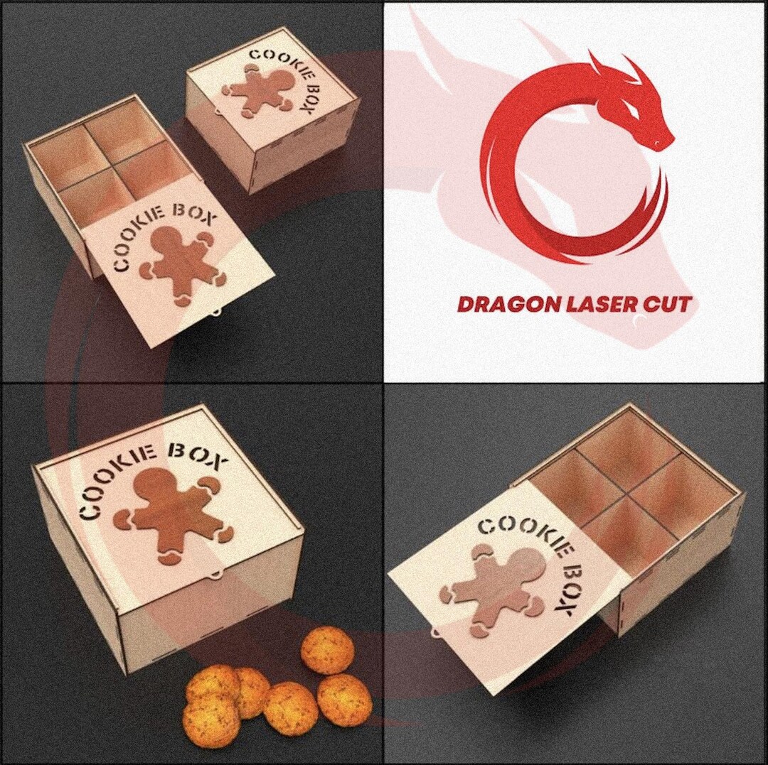 Laser Cut Cookie Box SVG Bundle Glowforge Wood Box for Cookie DXF Files ...