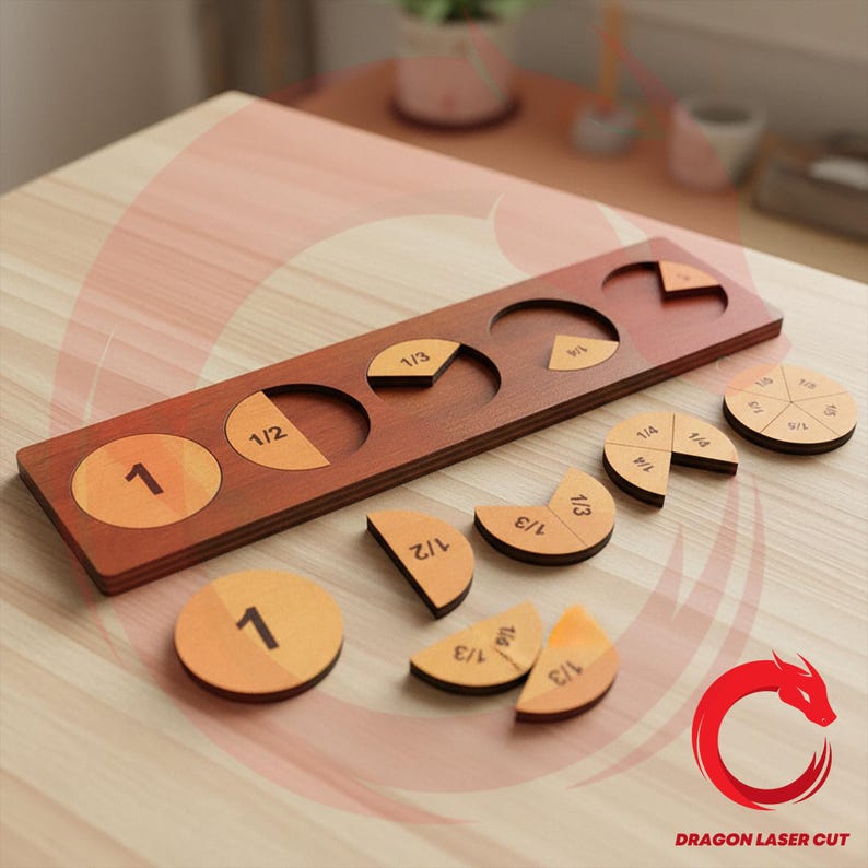 Laser Cut Fraction Puzzle Children's Educational Toy SVG Bundle Svg ...
