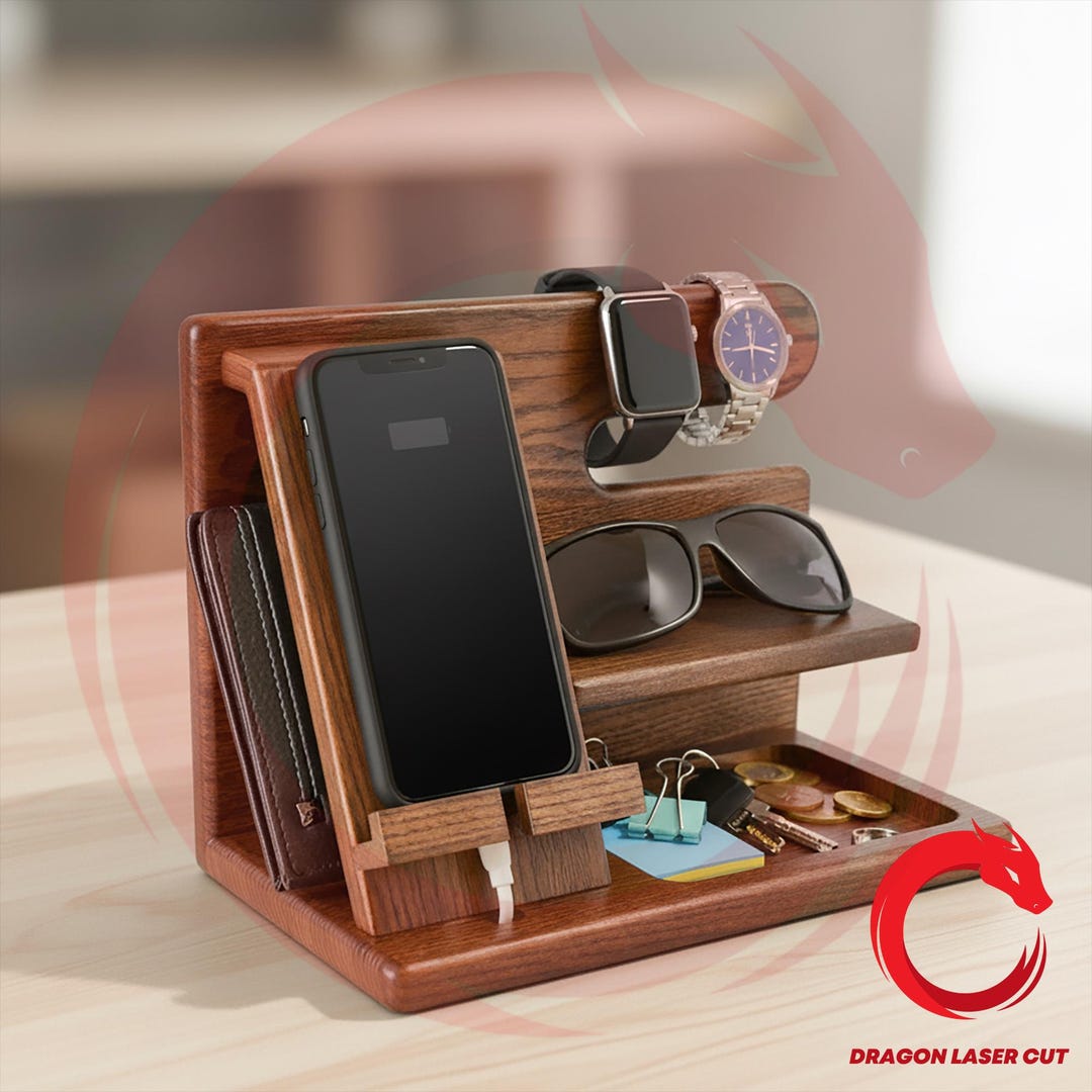 Laser Cut Phone Docking Station SVG Bundle Glowforge Wood Organizer ...