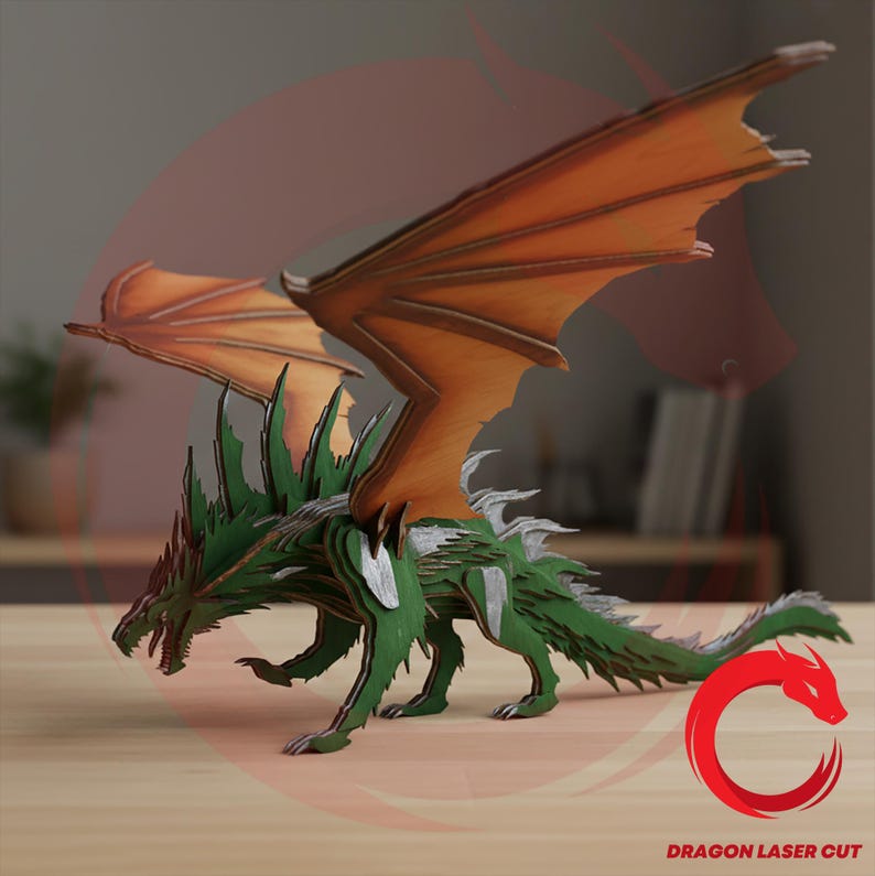 Laser Cut Dragon 3d Puzzle SVG Bundle Glowforge Wood Svg Files Vector ...