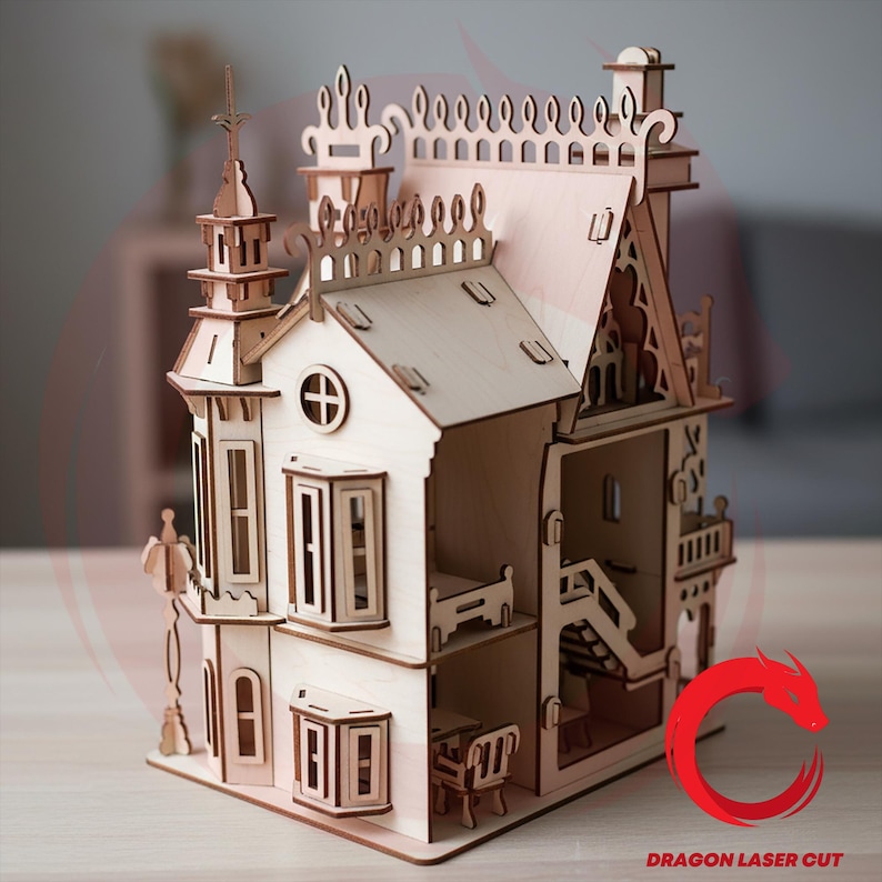 Laser Cut Files Castle Assembly Wooden Model Educational Doll House Toy ...